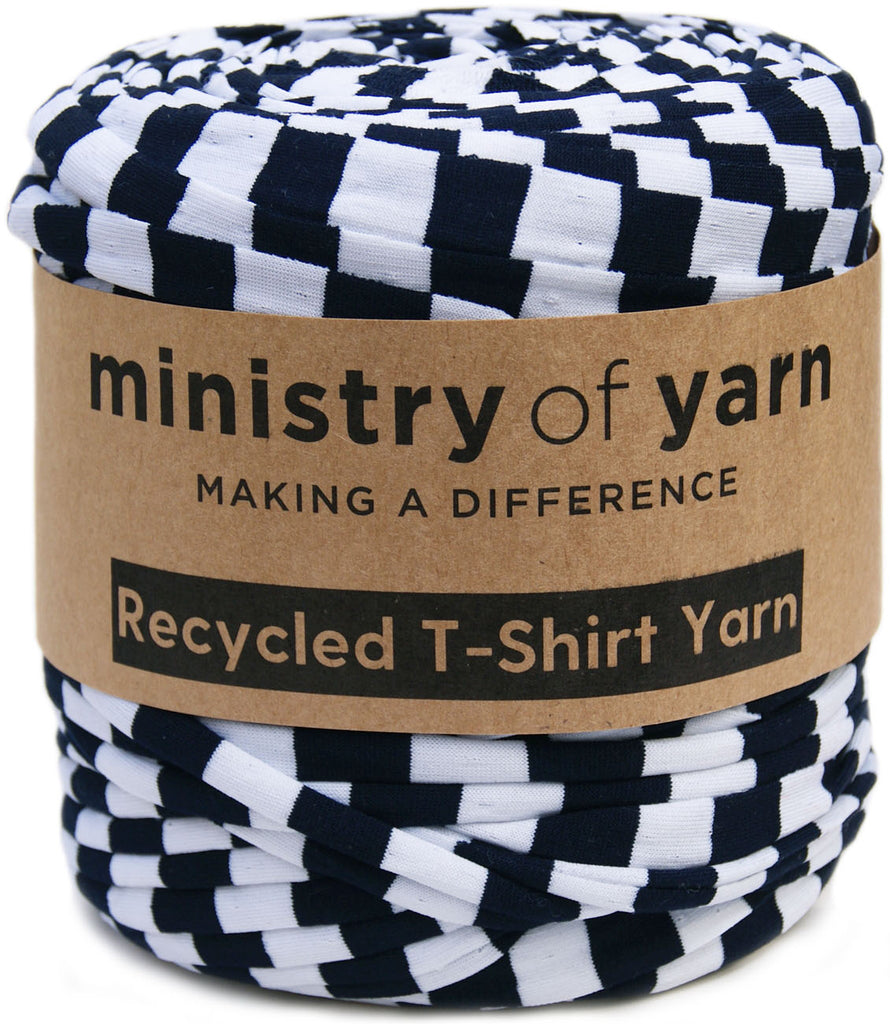 Navy and White Synthetic Stripes T-shirt Yarn – Ministry of Yarn