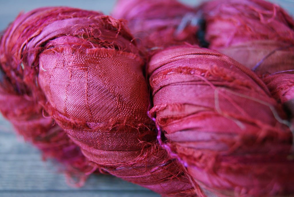 Dark Rose Recycled Sari Silk Ribbon Yarn – Ministry of Yarn
