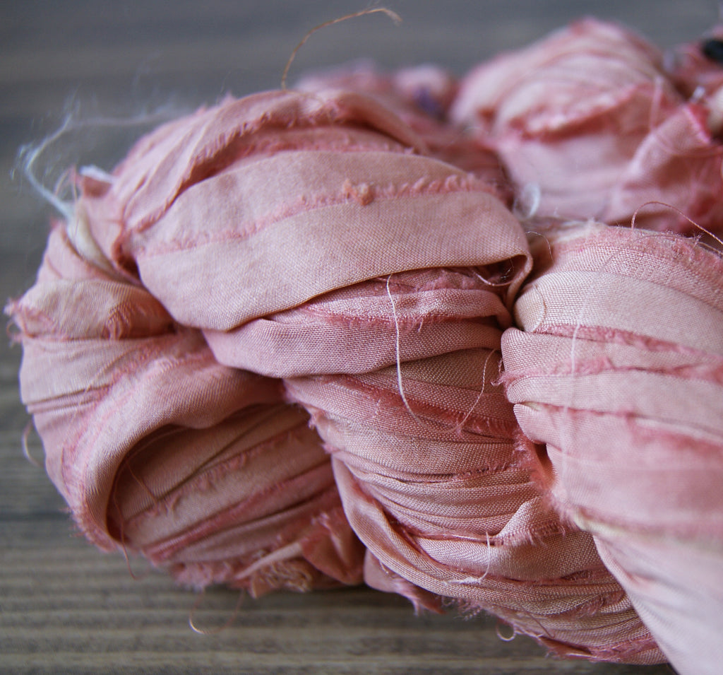 Sweet Salmon Recycled Sari Silk Ribbon Yarn – Ministry of Yarn